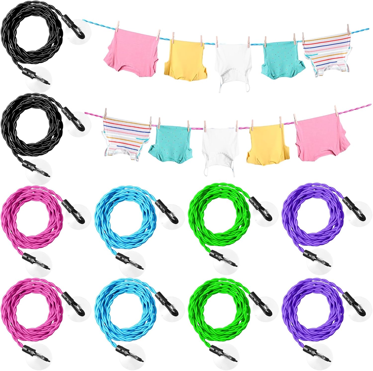 Amazon.com : JaGely 10 Pack Portable Clothesline for Travel Camping ...