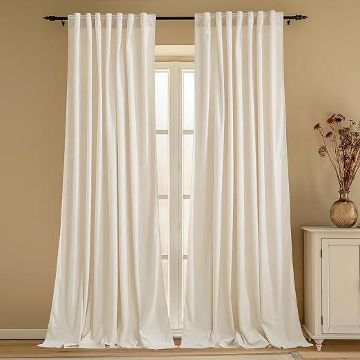 Amazon.com: StangH Elegant Ivory Velvet Curtains Light Dimming Wedding ...