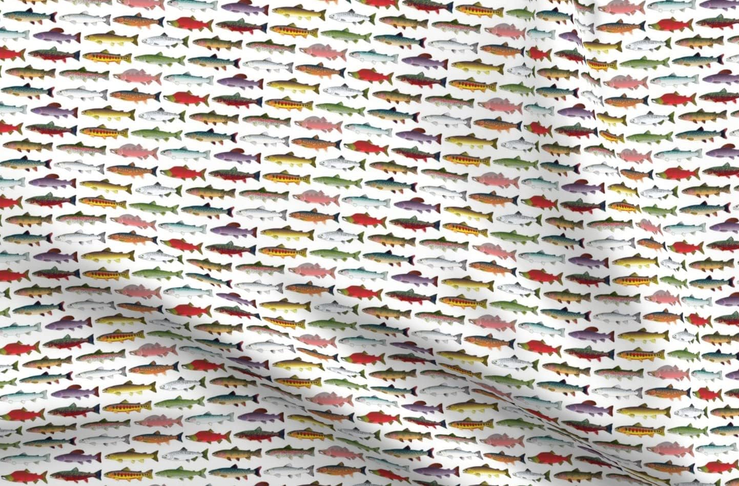 Amazon.com: Spoonflower Fabric - Trout Salmon Pattern Fish Rainbow ...