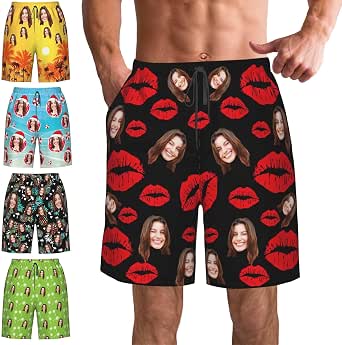 Custom Swim Trunks with Face Personalized Funny Beach Shorts for Men ...