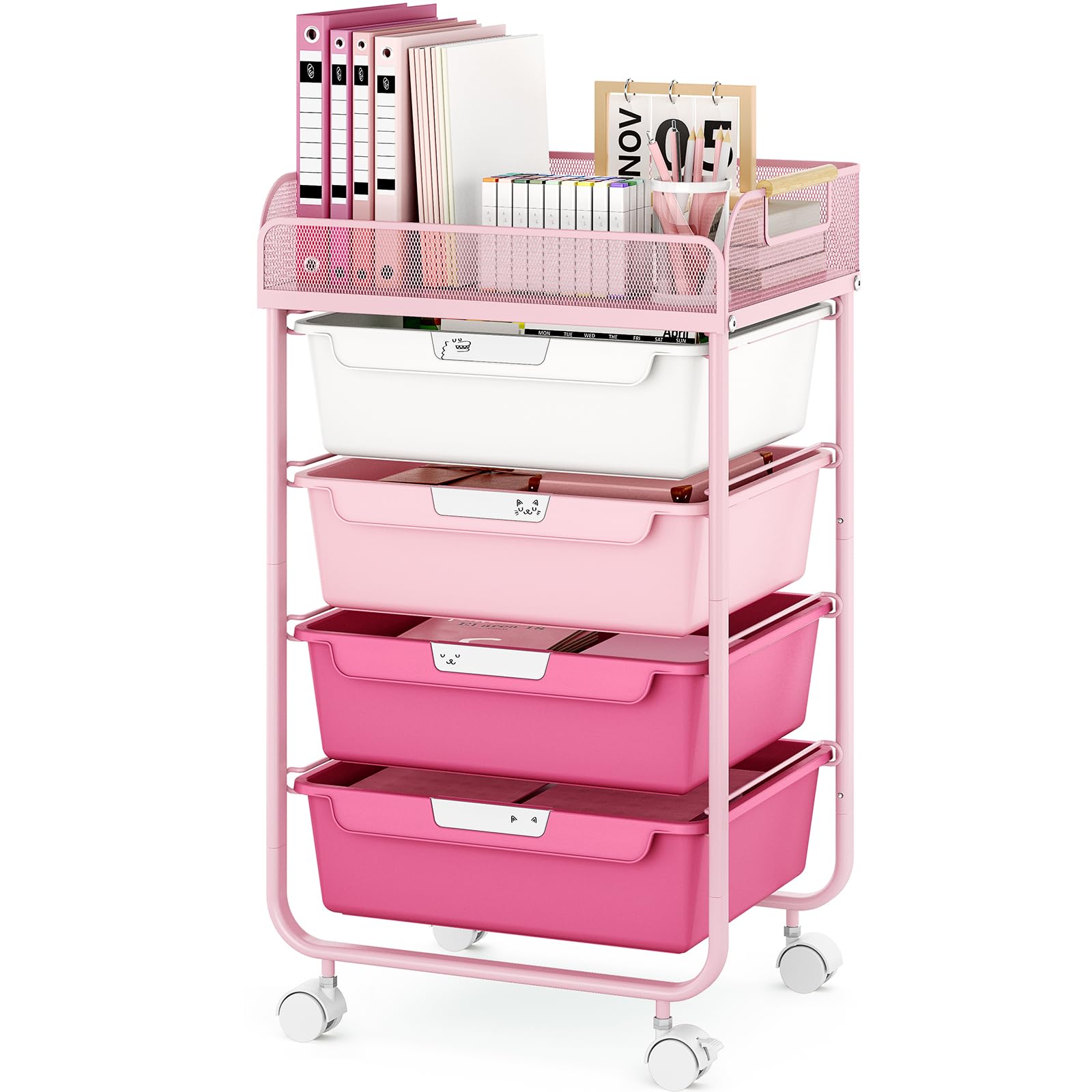 Amazon.com: SYKIARIOL Rolling Cart with 4 Drawers,4 Tiers Rolling ...