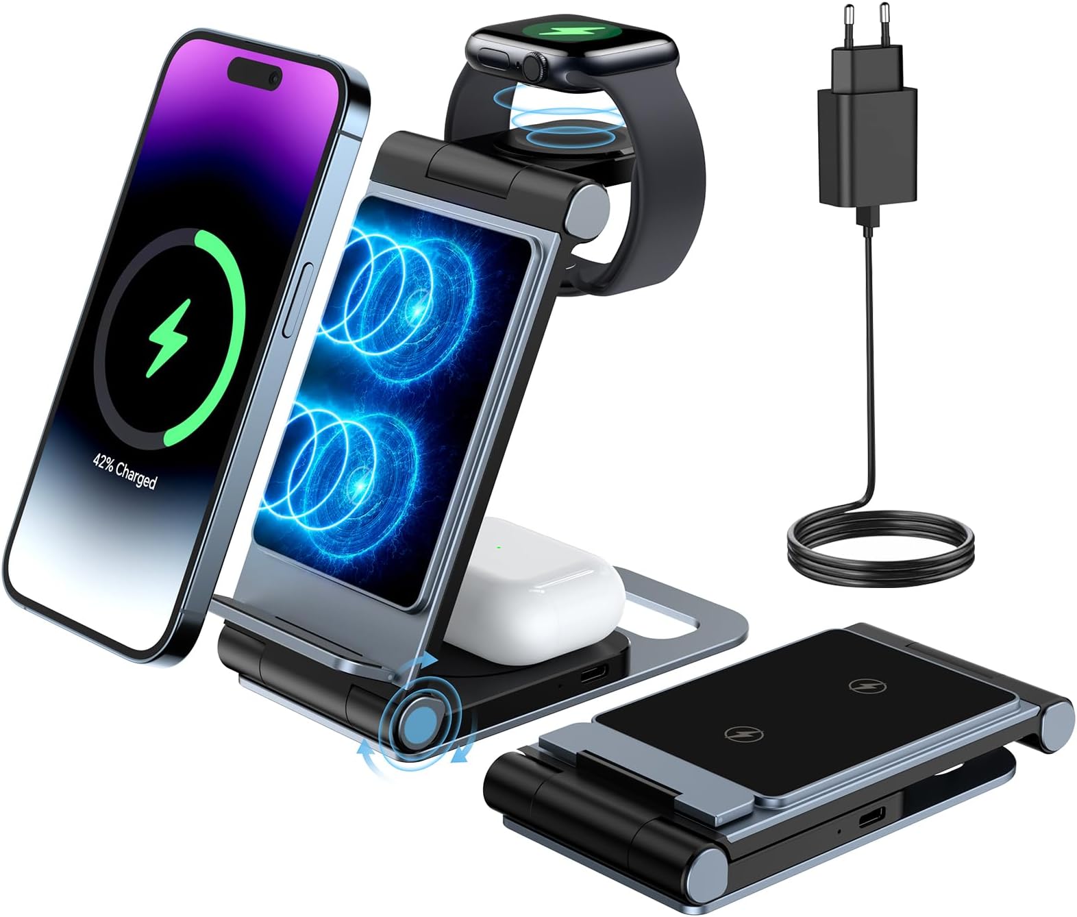 3-in-1 Charging Station for Apple Watch and iPhone, Foldable iPhone ...