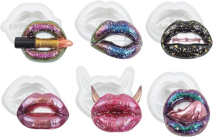 Amazon.com: Non-stick Lip Mold 6pcs 3D Lip Silicone Mold Handmade DIY ...