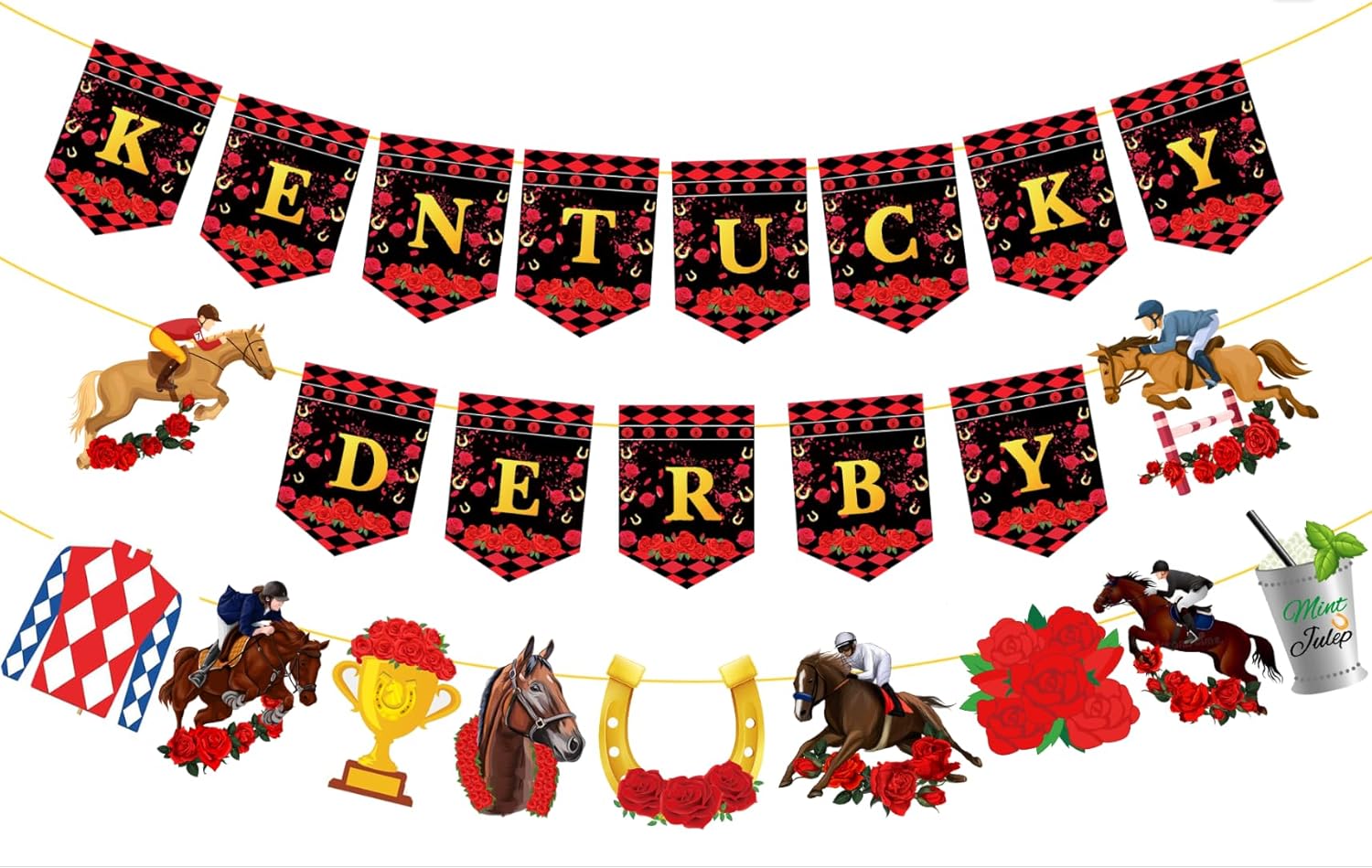 Amazon.com: Kentucky Derby Banner Kentucky Derby Decoration Banner 3pcs ...