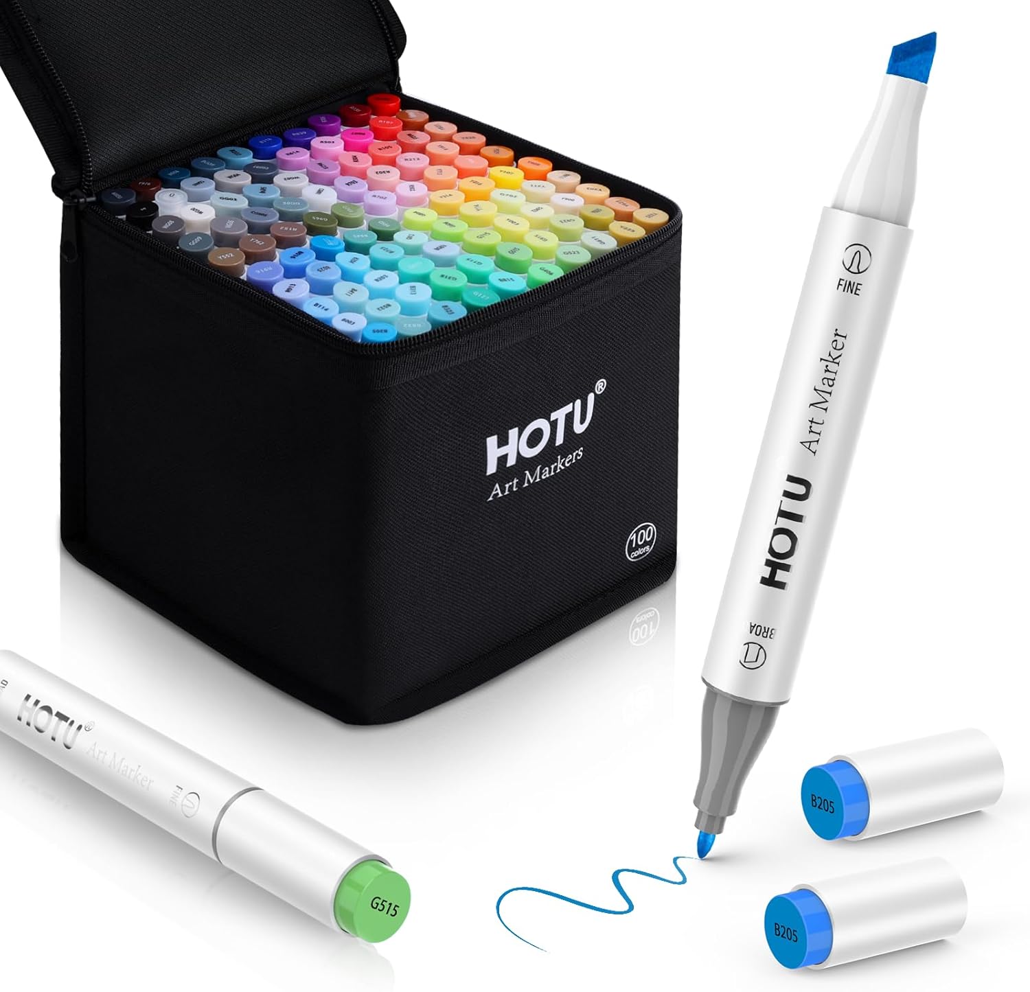 Amazon.com : HOTU Alcohol Markers, 100 Colors Dual Tips, Permanent Art ...