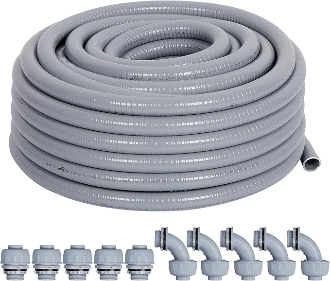 Neorexon 3/4 inch Flexible Liquid-Tight Conduit Kit 25ft, UL Listed Non ...