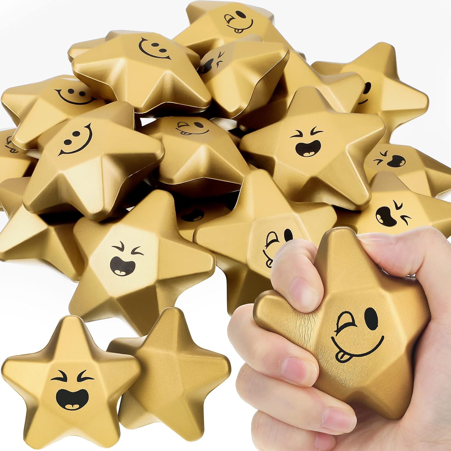 Amazon.com: Deekin 24 Pieces 3.1 Inch Star Stress Balls Gold Mini Foam Ball Star Stress Toys ...