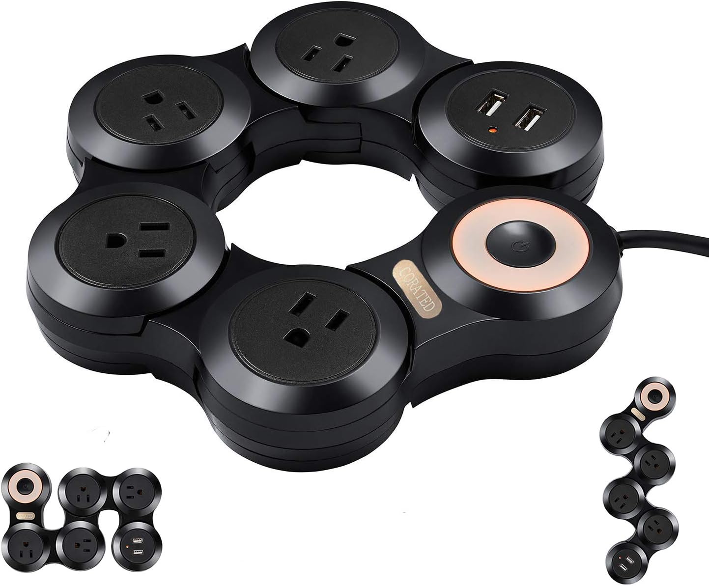 Amazon.com: Flexible Power Strip Surge Protector with 2 USB Ports and 4 ...