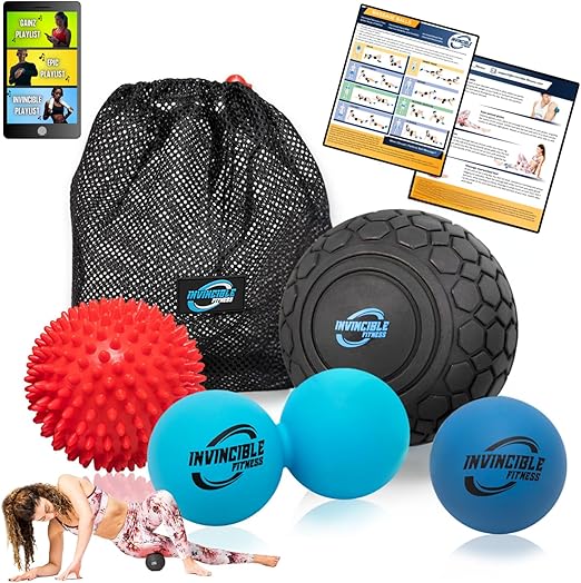 Deep Tissue Massage Ball Set - Includes 5" Foam Roller Mobility Ball ...