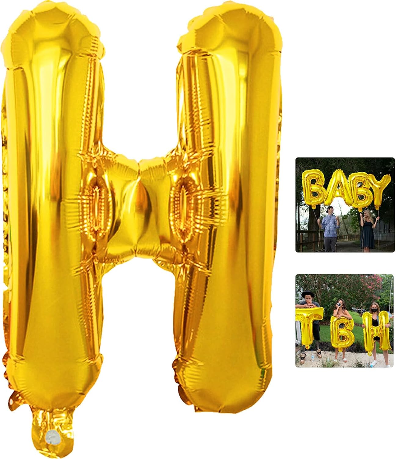 Amazon.com: H Letter Balloon Gold 40 inch Big Foil Mylar Name Balloons ...