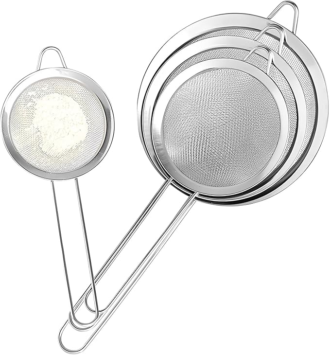 Set of 4 Kitchen Strainers, Fine Sieve, High-Quality Stainless Steel ...