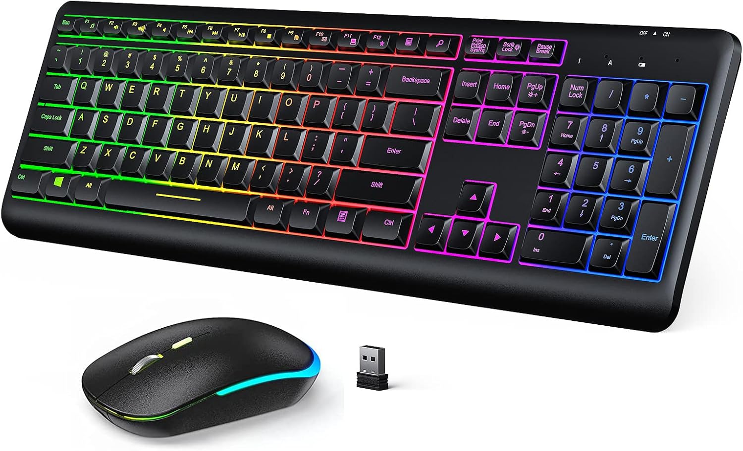 2.4G USB Wireless Keyboard and Mouse Combo with RGB Light, Backlit ...