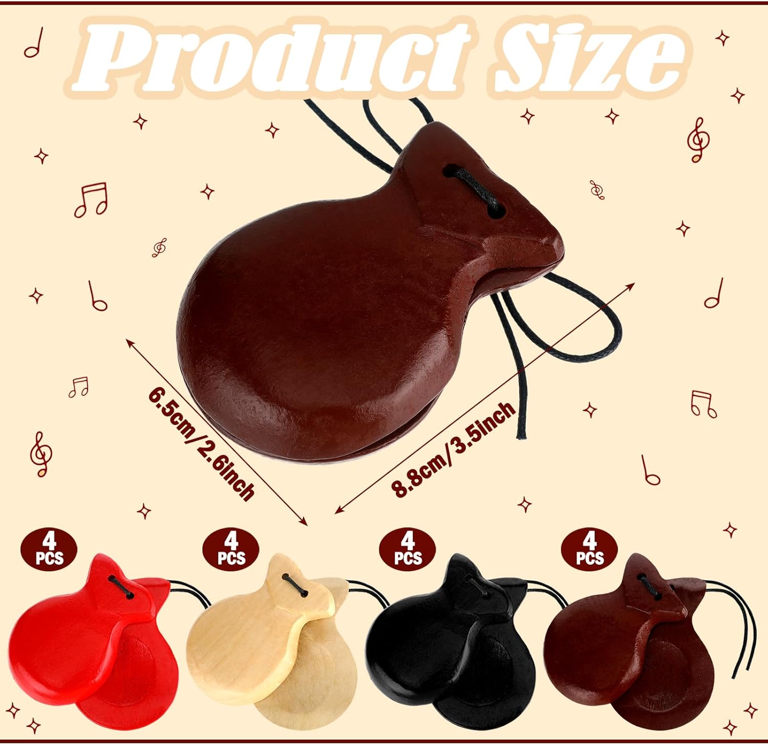 8 Pcs Spanish Castanets Musical Instrument Flamenco Castanets with ...