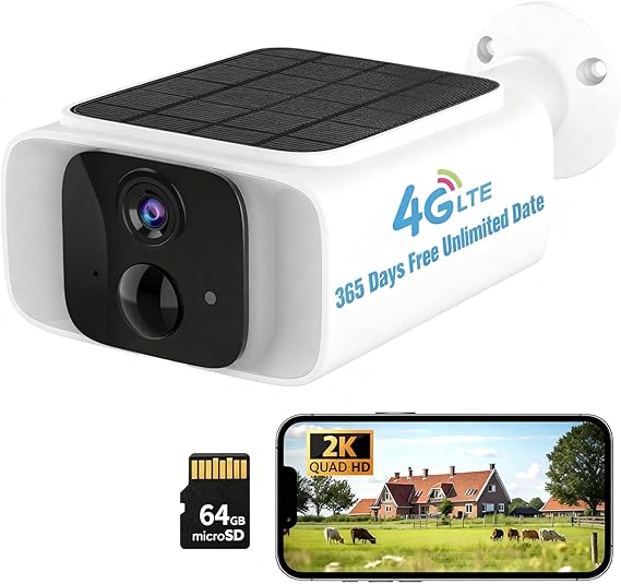 Amazon.com: 4G LTE Cellular Solar Security Camera Outdoor,365 Days Free ...