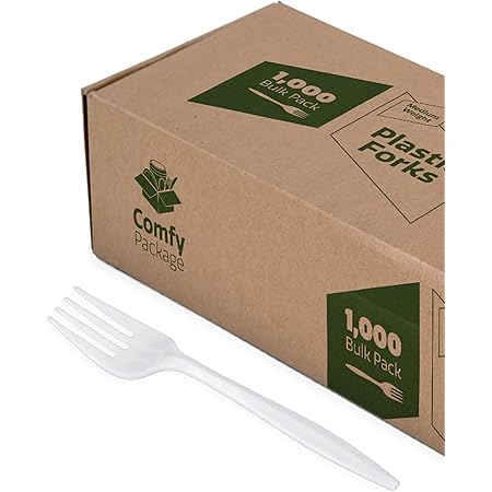 Amazon.com: [500 Pack] Extra Heavyweight Disposable White Plastic Forks ...