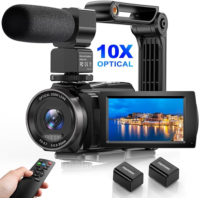 Amazon.com : FJFJOPK 5K Video Camera Camcorder, 10X Optical Zoom 48MP ...