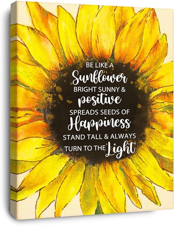 Amazon.com: OTINGQD Be like a Sunflower Wall Decor,Inspirational Canvas ...