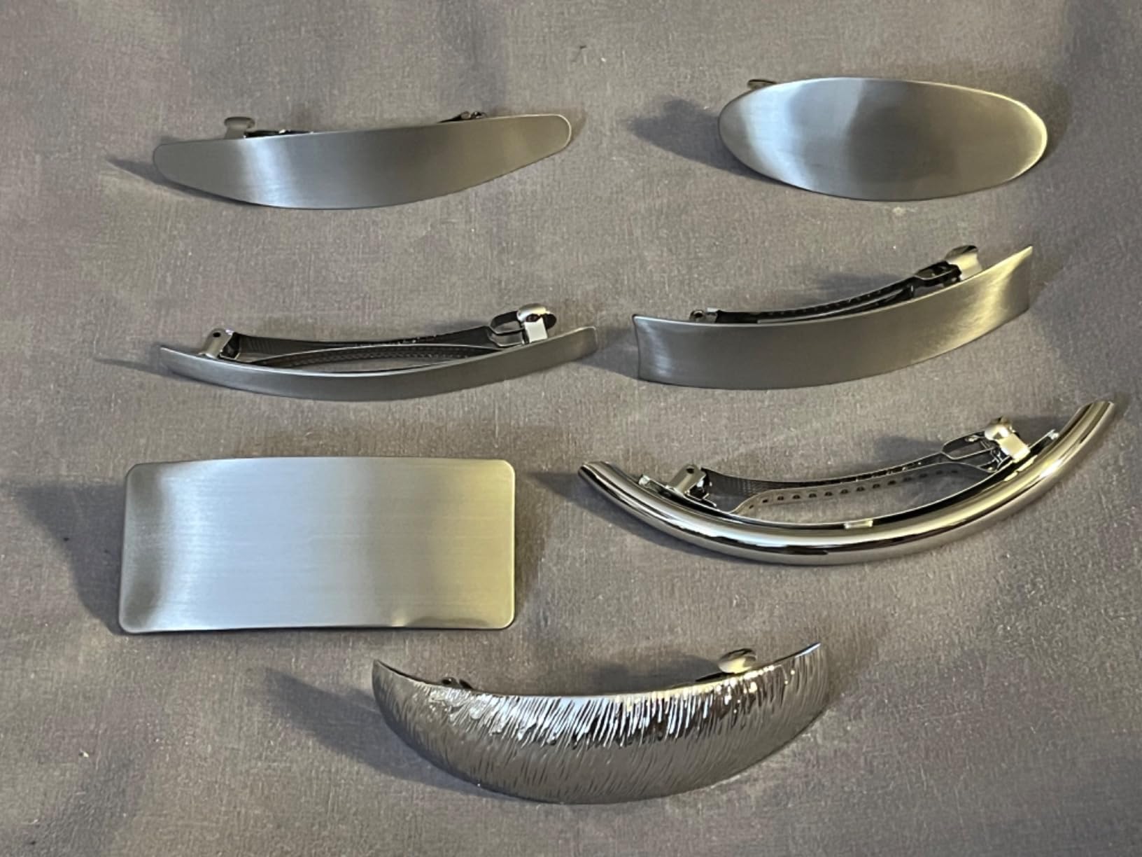 Cinaci 7 Pieces Simple Rectangular Oval Silver Automatic Spring French ...