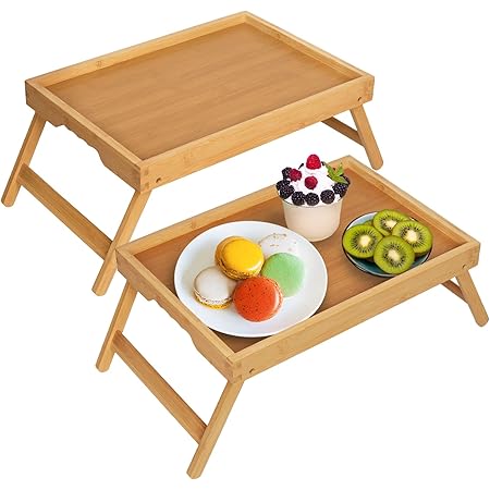 Amazon.com - 2 Pack Breakfast Bed Tray for Eating - Raised Food Table ...