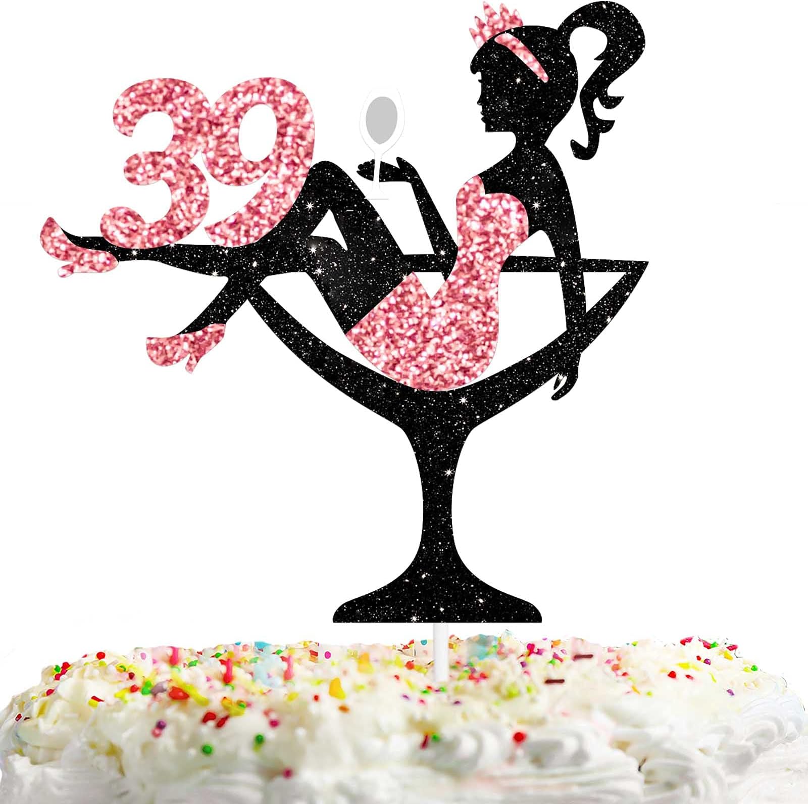 Amazon.com: Rose Gold Glittery 39 & Fabulous Cake Topper, Happy 39th ...