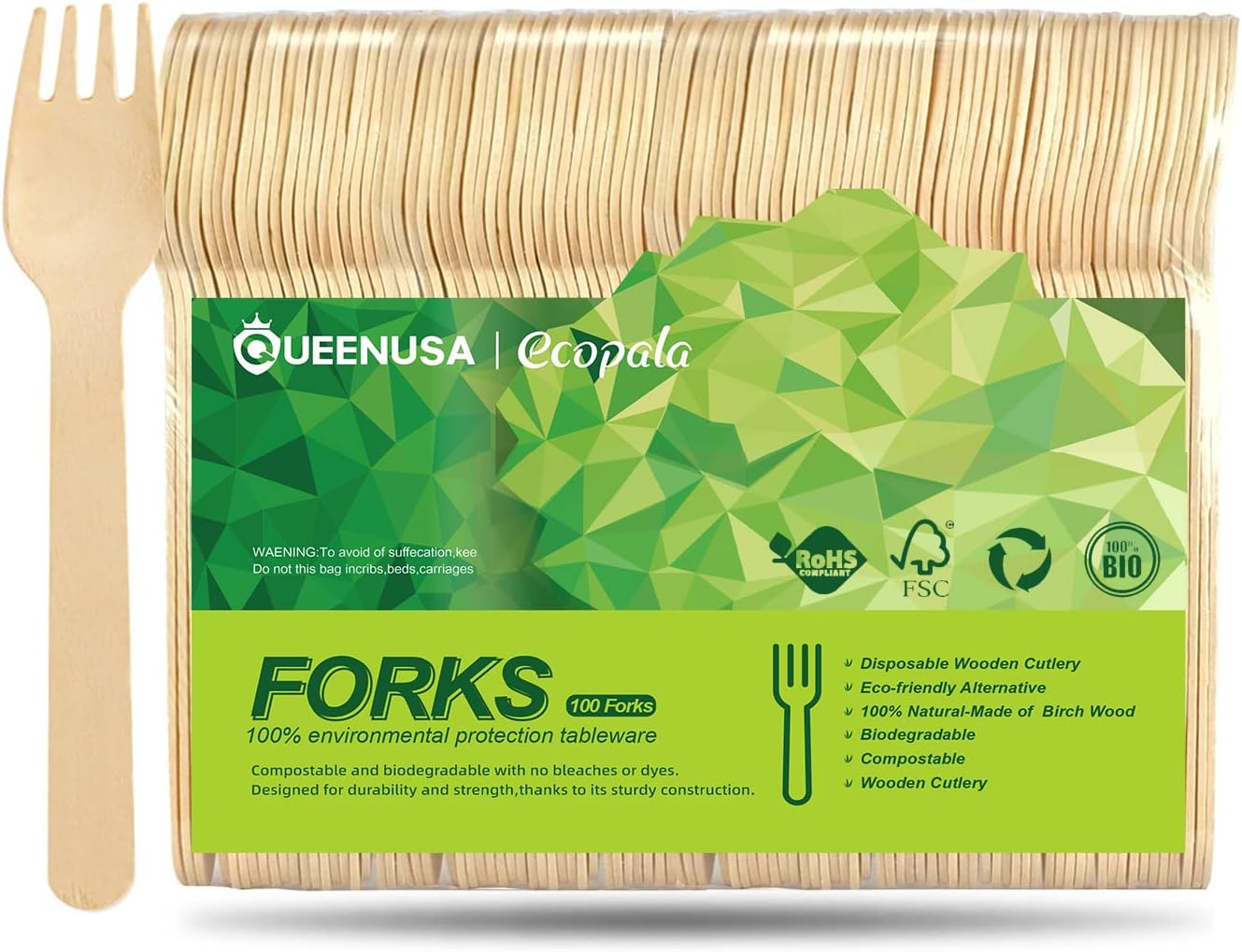 Amazon.com: ECO PALA Disposable Wooden Forks | 100% All-Natural, Eco ...