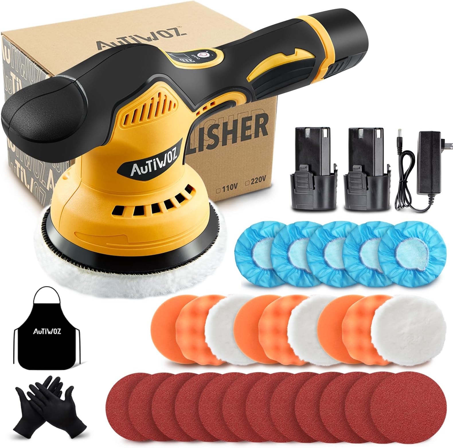 AUTIWOZ Cordless Car Buffer Polisher Dual Action 5 Inch Portable ...