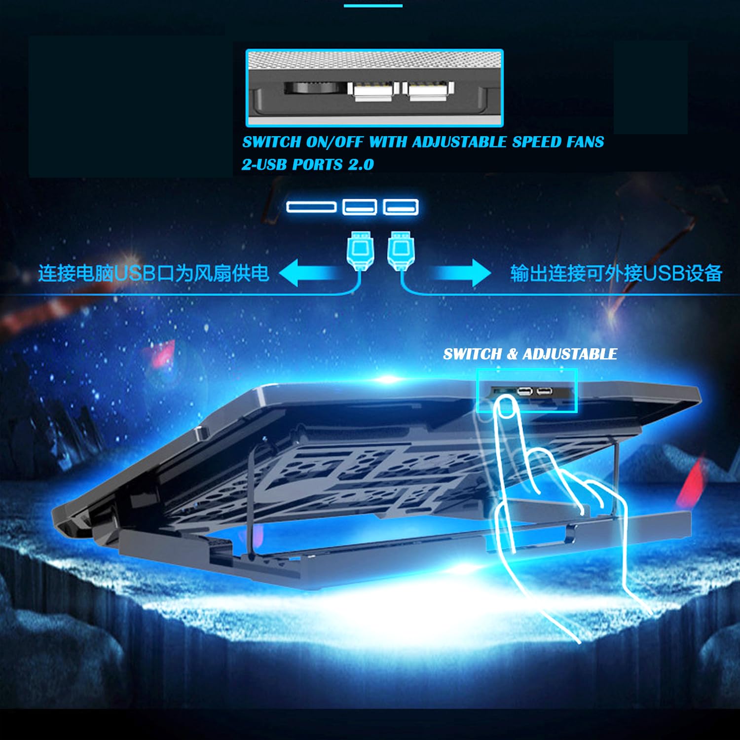 Snapklik.com : Aluminum Panel Laptop Cooling Pad, Gaming 6Fans 16inch ...