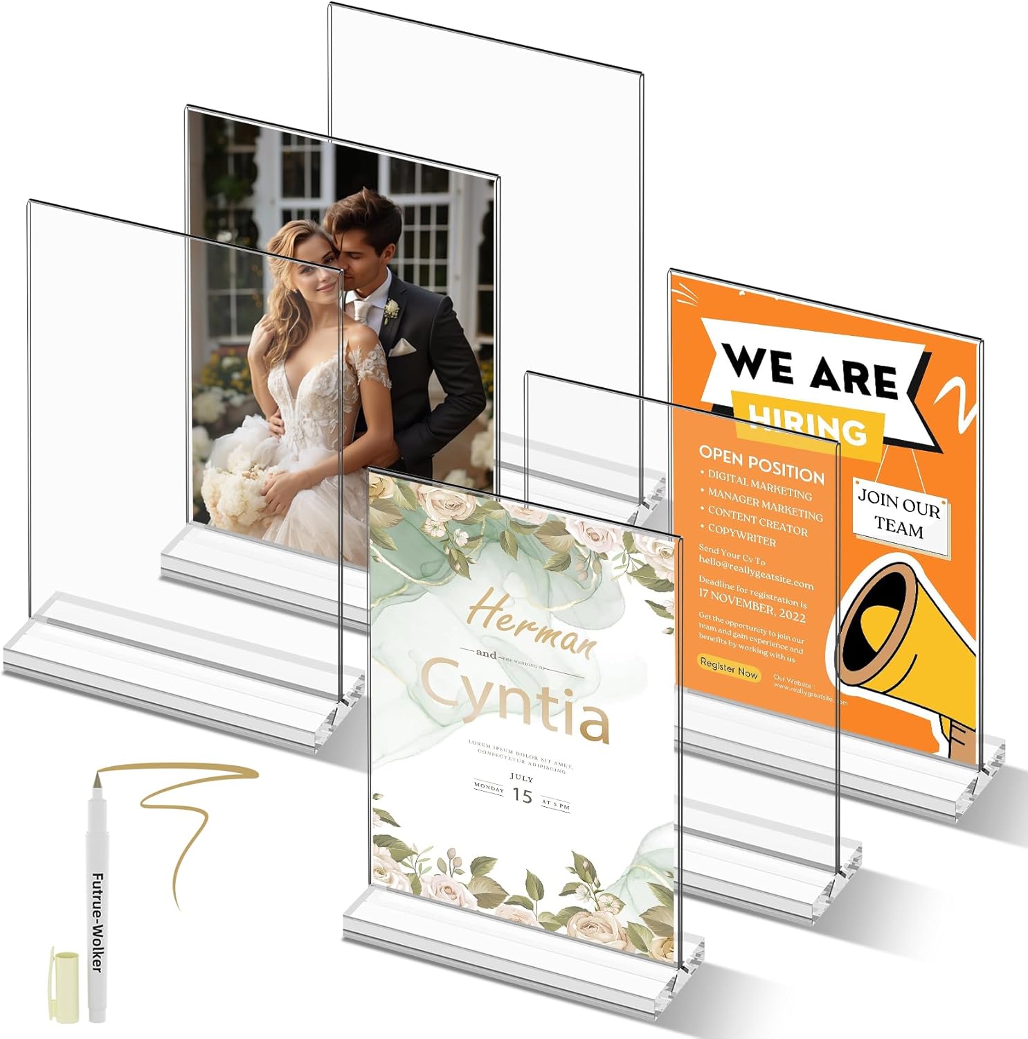 futrue-wolker Stand A5, 6 Pieces Acrylic Table Stand, A5 Flyer Stand ...
