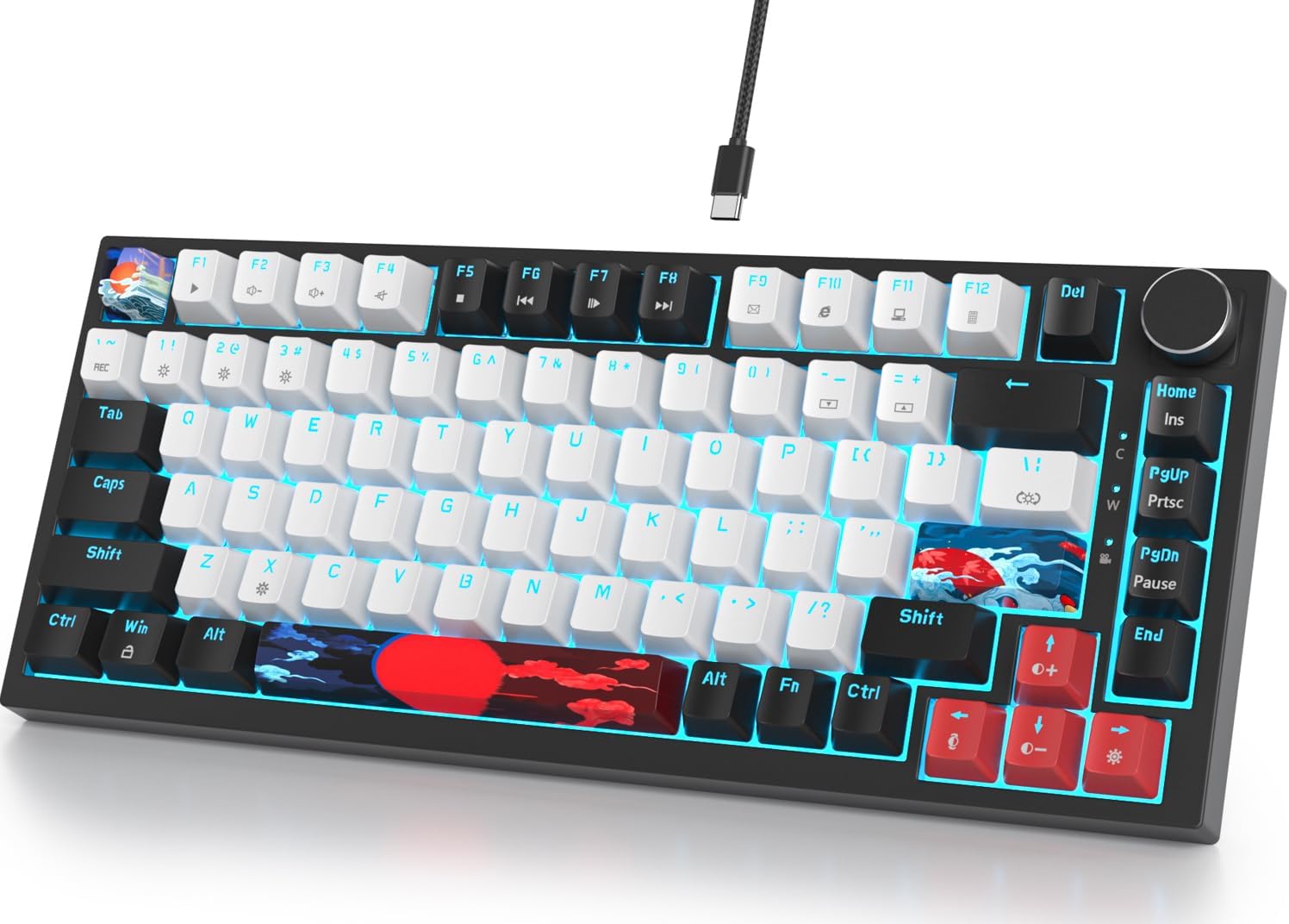 Fogruaden Wired 75% Percent Mechanical Keyboard, Hot Swappable, Red ...
