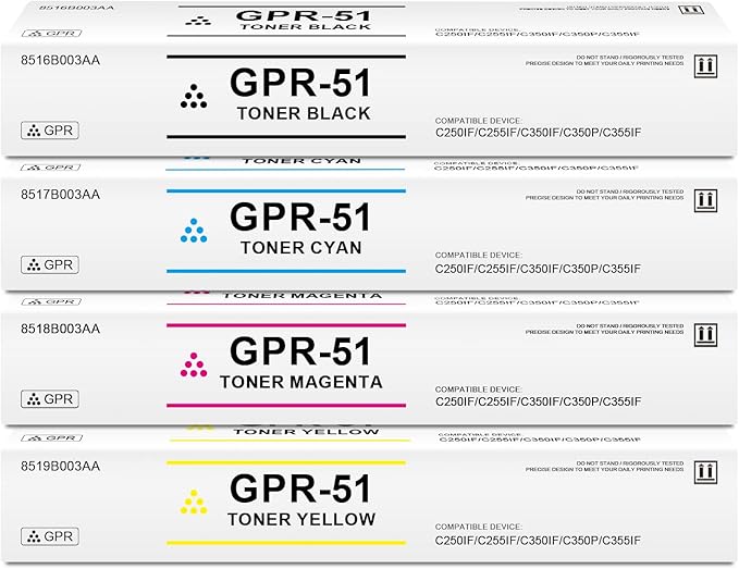 Amazon.com: GPR-51 Toner Cartridges Set Black Cyan Magenta Yellow ...