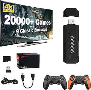 Wireless Retro Game Console, 4k Hdmi Output Retro Game Stick with Built ...