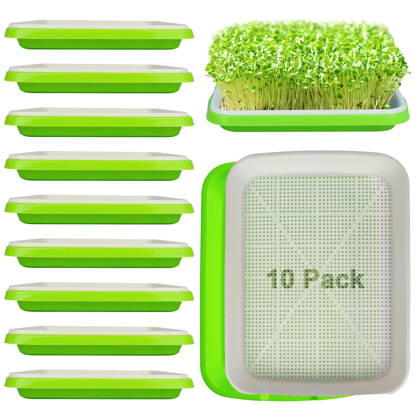 Amazon.com : VUAOHIY 10-Pack Seed Sprouter Tray Microgreens Growing Kit ...