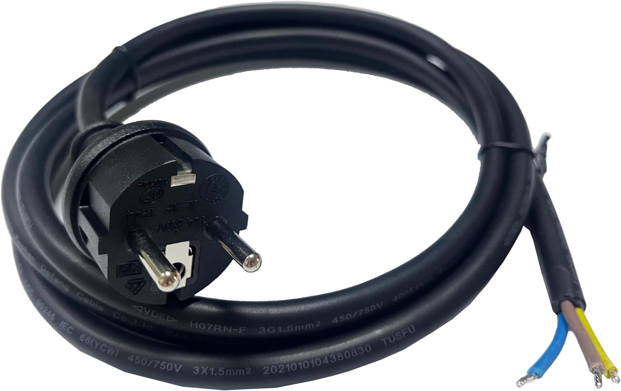 Stromkabel mit Aderendhülsen, Stecker 230V, 16A, 2 Meter ...