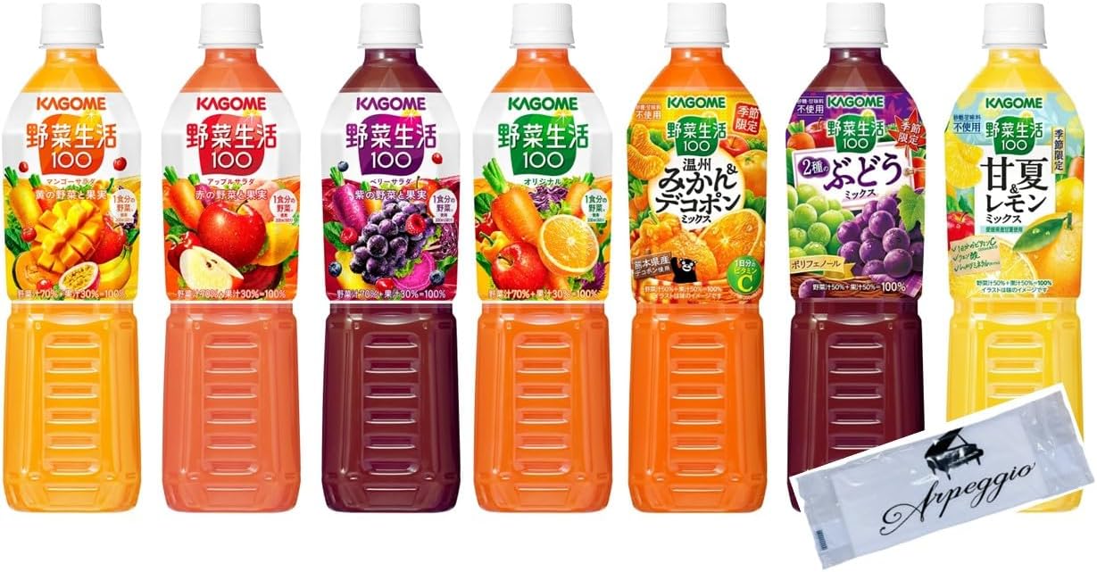 Amazon.co.jp: カゴメ 野菜生活100 720ml 6種類 x 各1本セット 野菜ジュース 野菜飲料 オリジナルお手拭きセット : 食品・飲料・お酒