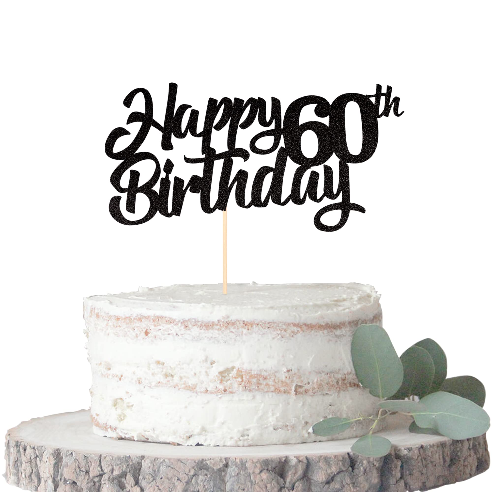 Sykyctcy 1 Pack Happy 60th Birthday Cake Topper Glitter 60th ...