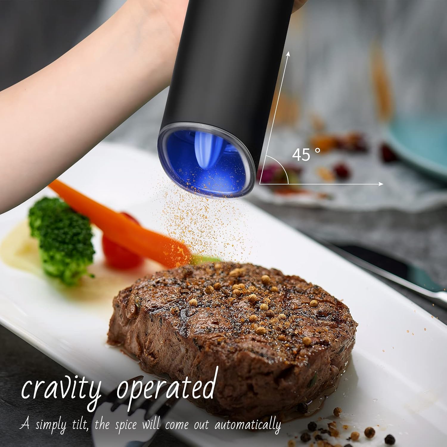 Salt and Pepper Grinder, Gravity Automatic Pepper Grinder Battery ...