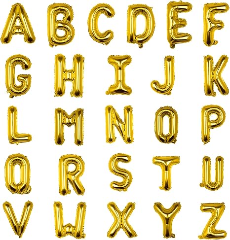 Amazon.com: AOAOParty 52PC Letter Balloons Foil Mylar Gold Balloons A-Z ...