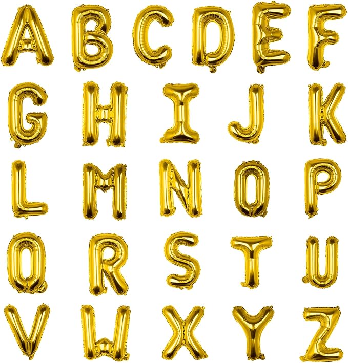 Amazon.com: AOAOParty 52PC Letter Balloons Foil Mylar Gold Balloons A-Z ...