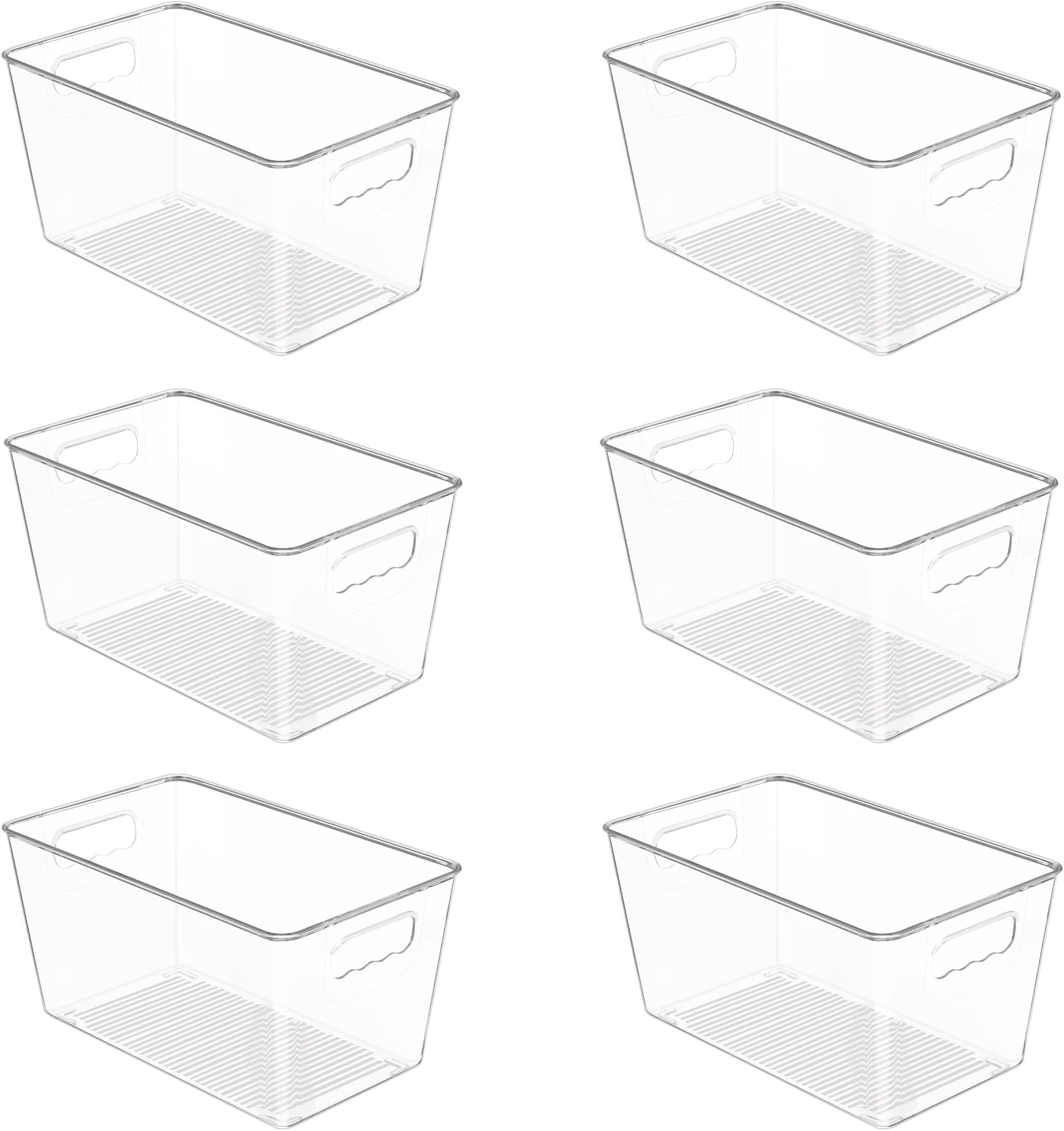 Amazon.com: Qskely Plastic Clear Storage Basket, Rectangle, Pack of 6 ...