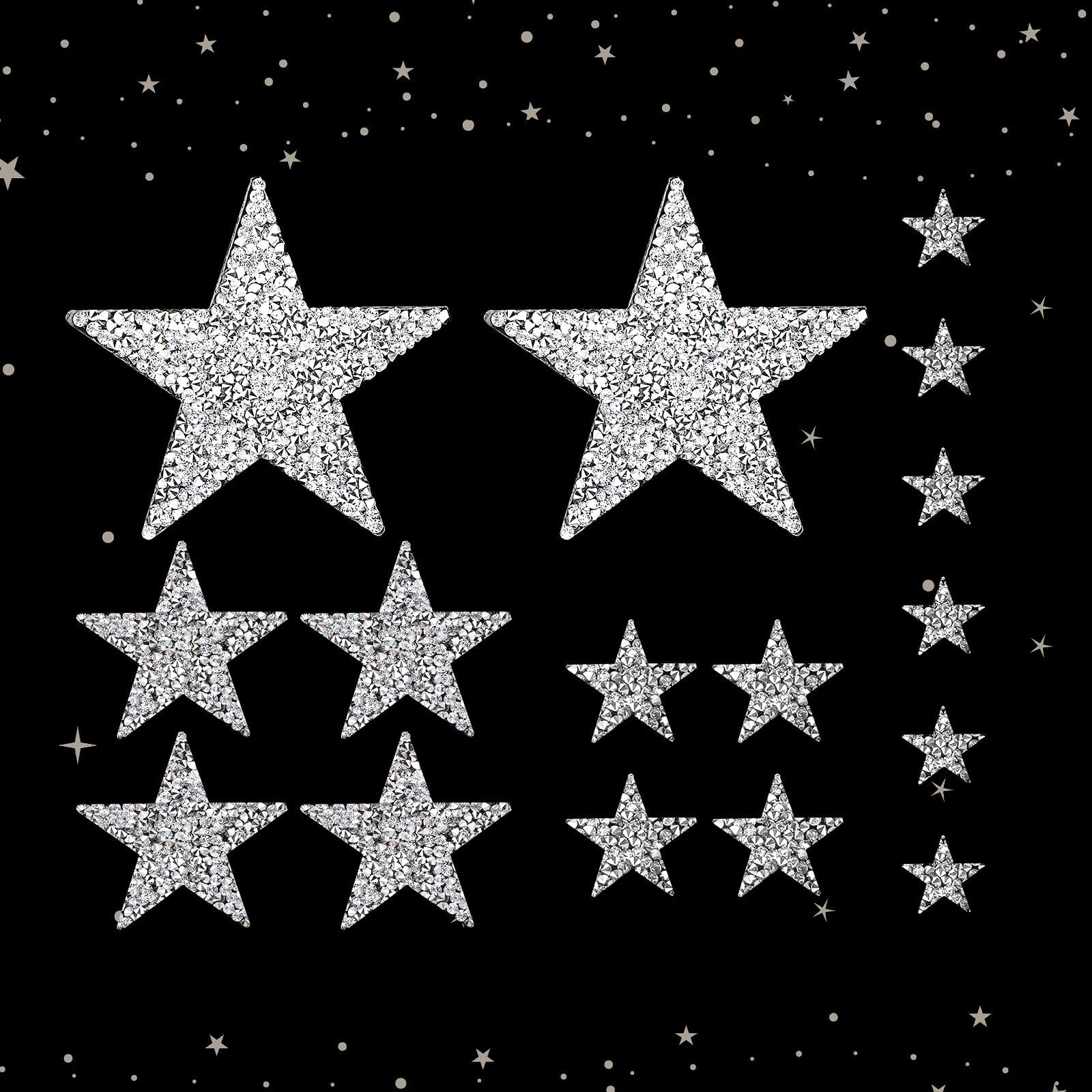 Amazon.com: 22 Pieces Star Iron on Patches Rhinestone Applique Silver ...