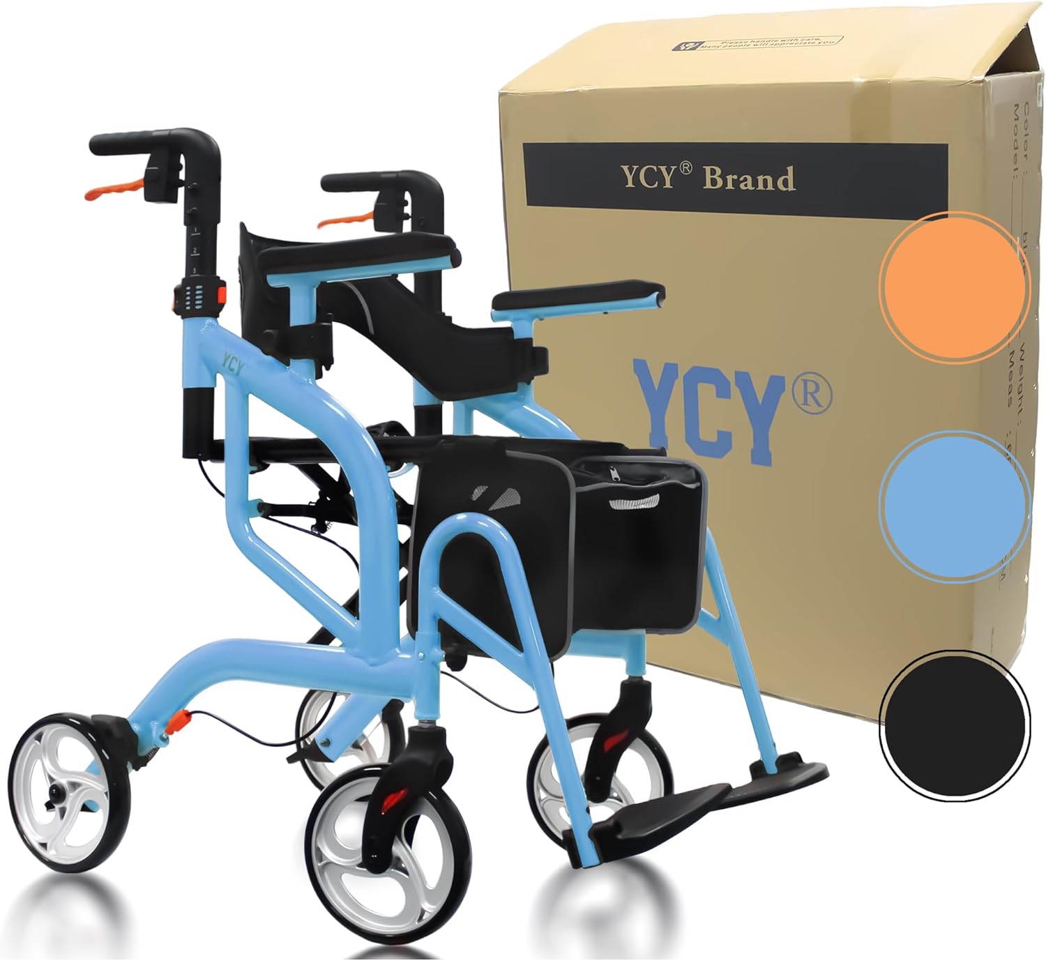 Amazon.com: Walker Wheelchair Combo, Rollator Walkers for Seniors with ...