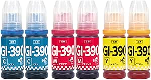 Amazon.co.jp: 【インクのチップス】キヤノン(Canon)用 GI-390 GI-390-CMY カラー3色×2セット 互換インクボトル 純正品と同容量 プリンタの寿命を縮めない ...