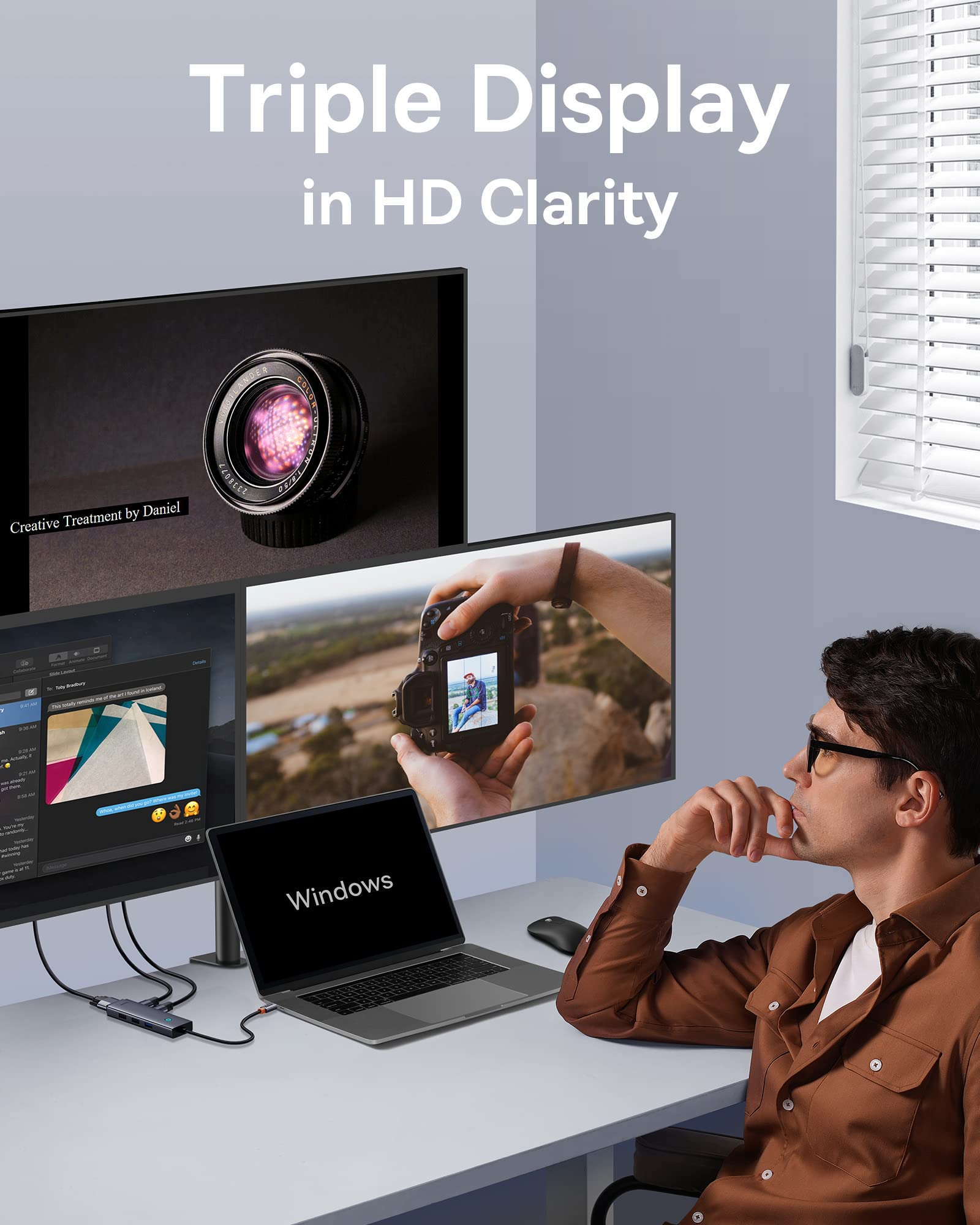 Snapklik.com : Docking Station Dual Monitor, Baseus 7 In 1 Laptop ...