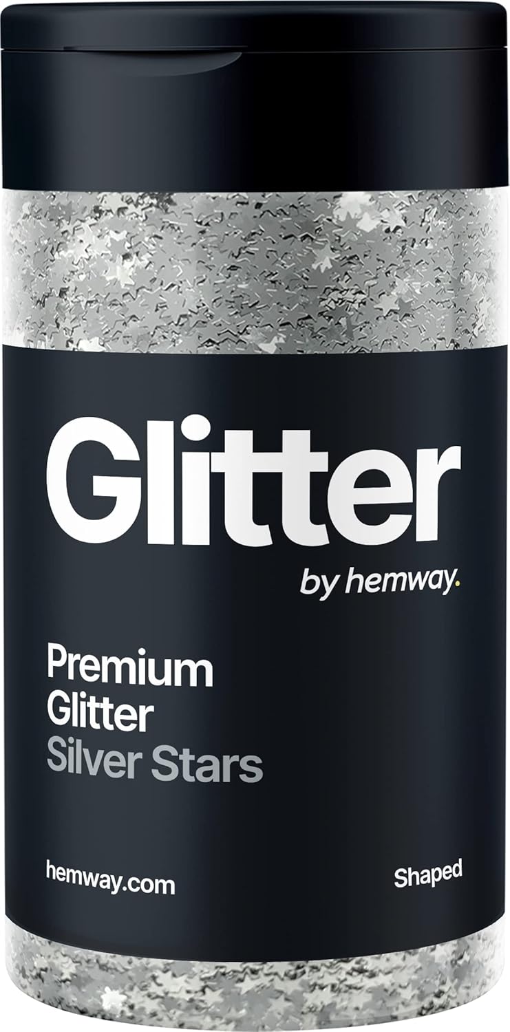 Hemway Silver Stars Glitter Shaped 78g/2.8oz Powder Metallic Resin Craft Glitter Flake Sequins ...