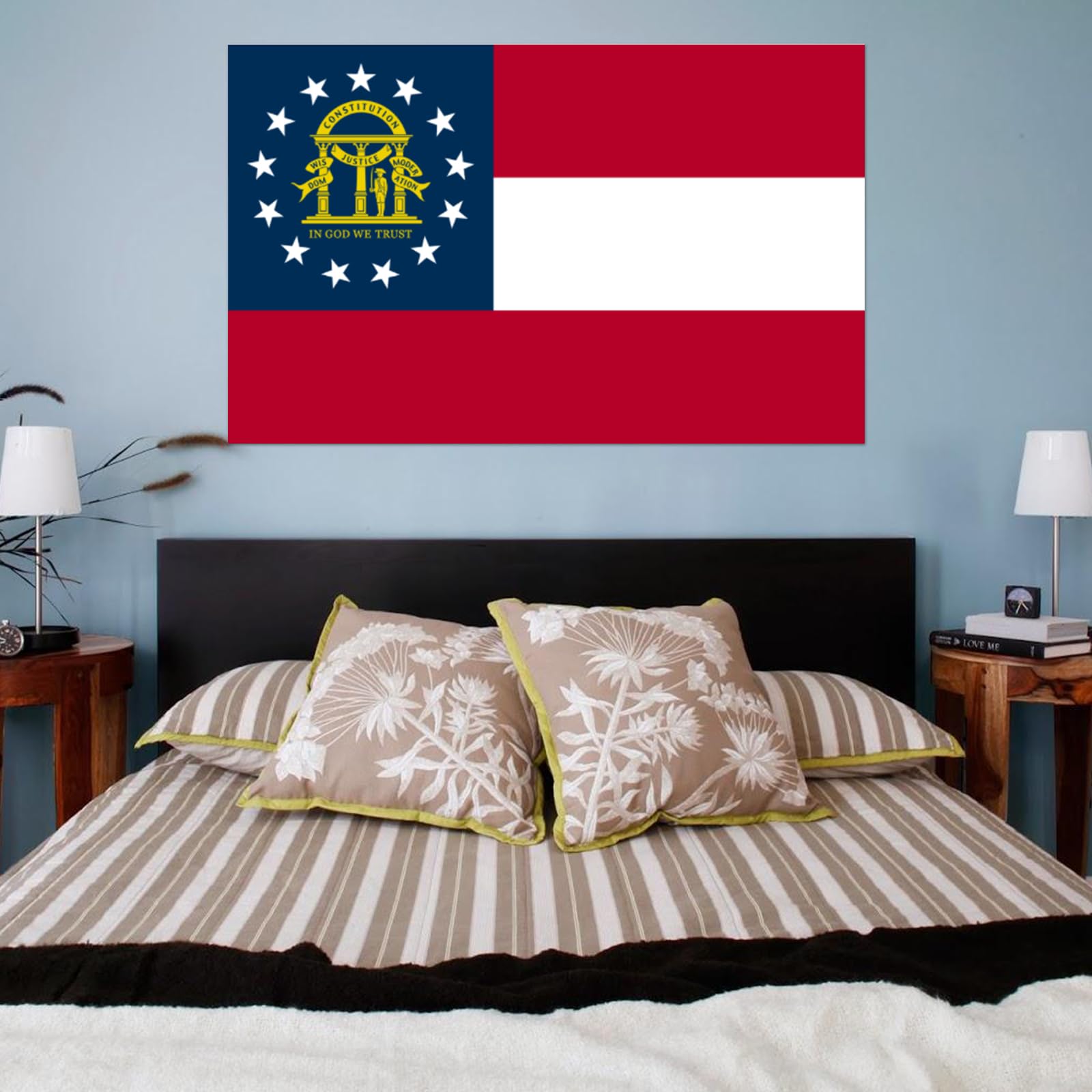 Bandeira Oficial Do Estado Da Georgia Bandeira Da Geórgia Em Fundo