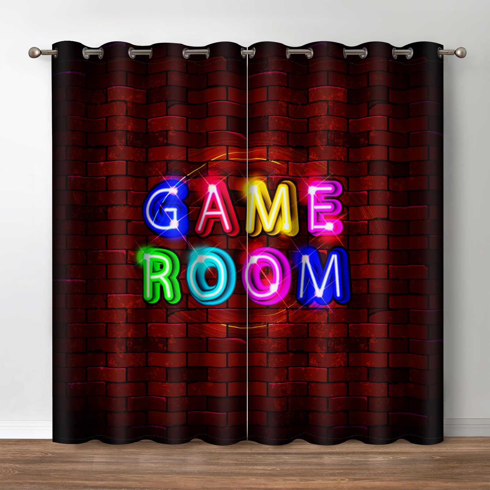 Amazon.com: Jekeno Game Room Blackout Curtains - Video Gaming Theme Red ...