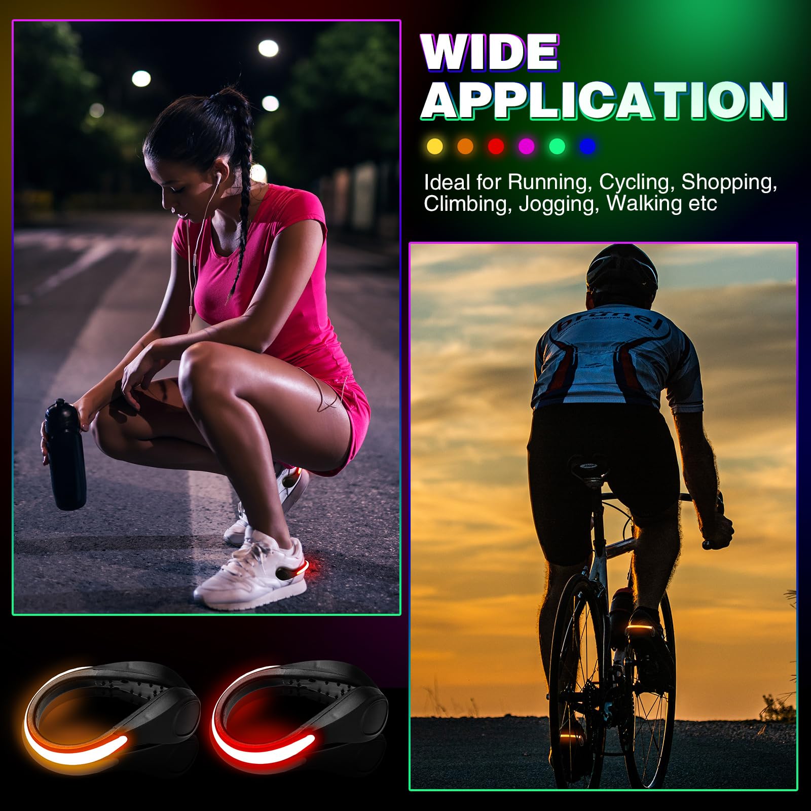 Retisee 24 Pcs Shoe Lights for Runners Bulk Led Shoe Light Clips ...