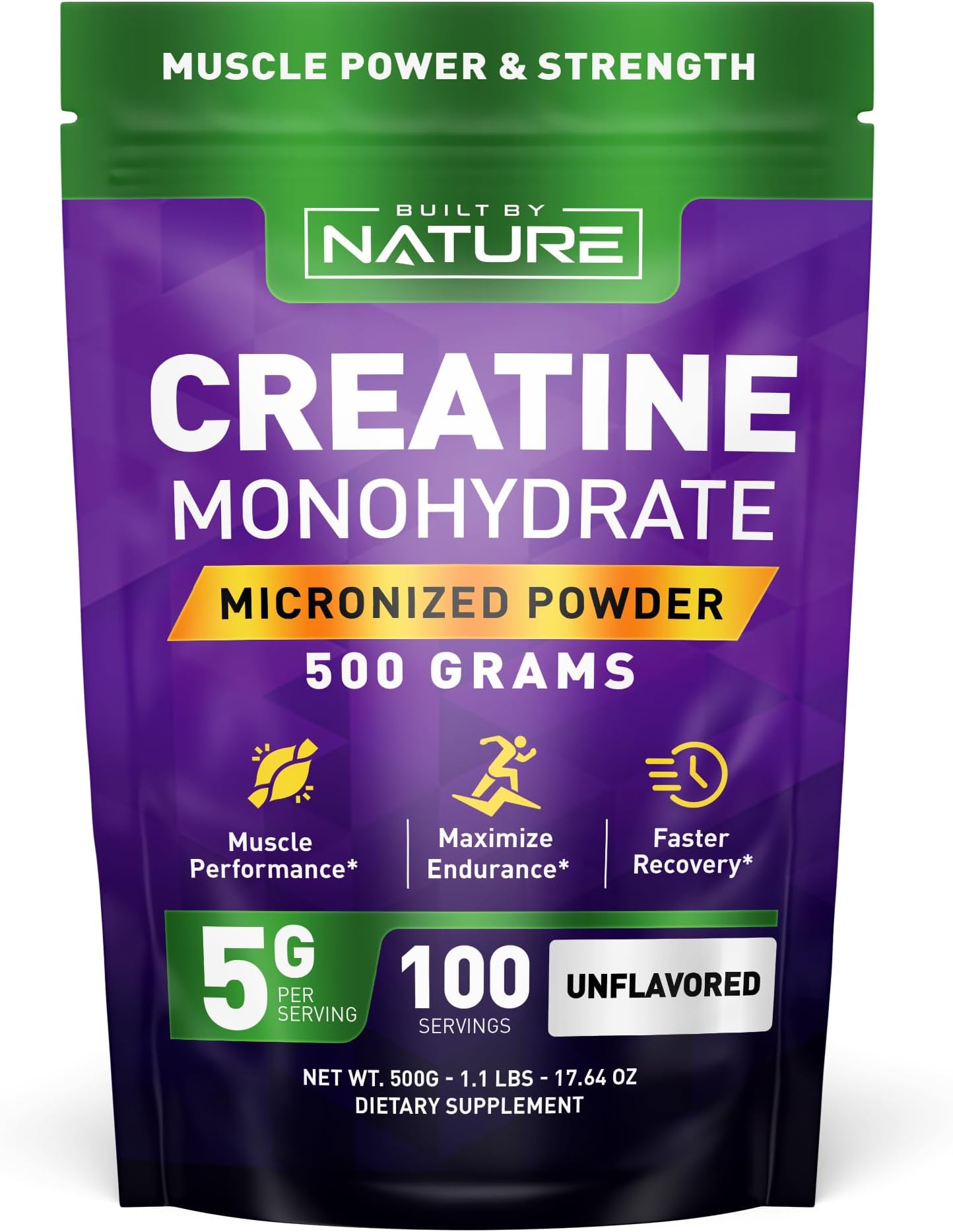 Amazon.com: Built by Nature Creatine Monohydrate Micronized Powder ...