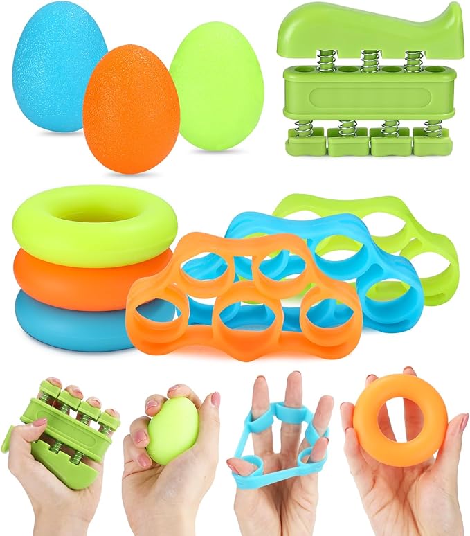 Jissta 10 Pack Hand Trainer Finger Trainer, Egg Balls, Finger Bands ...