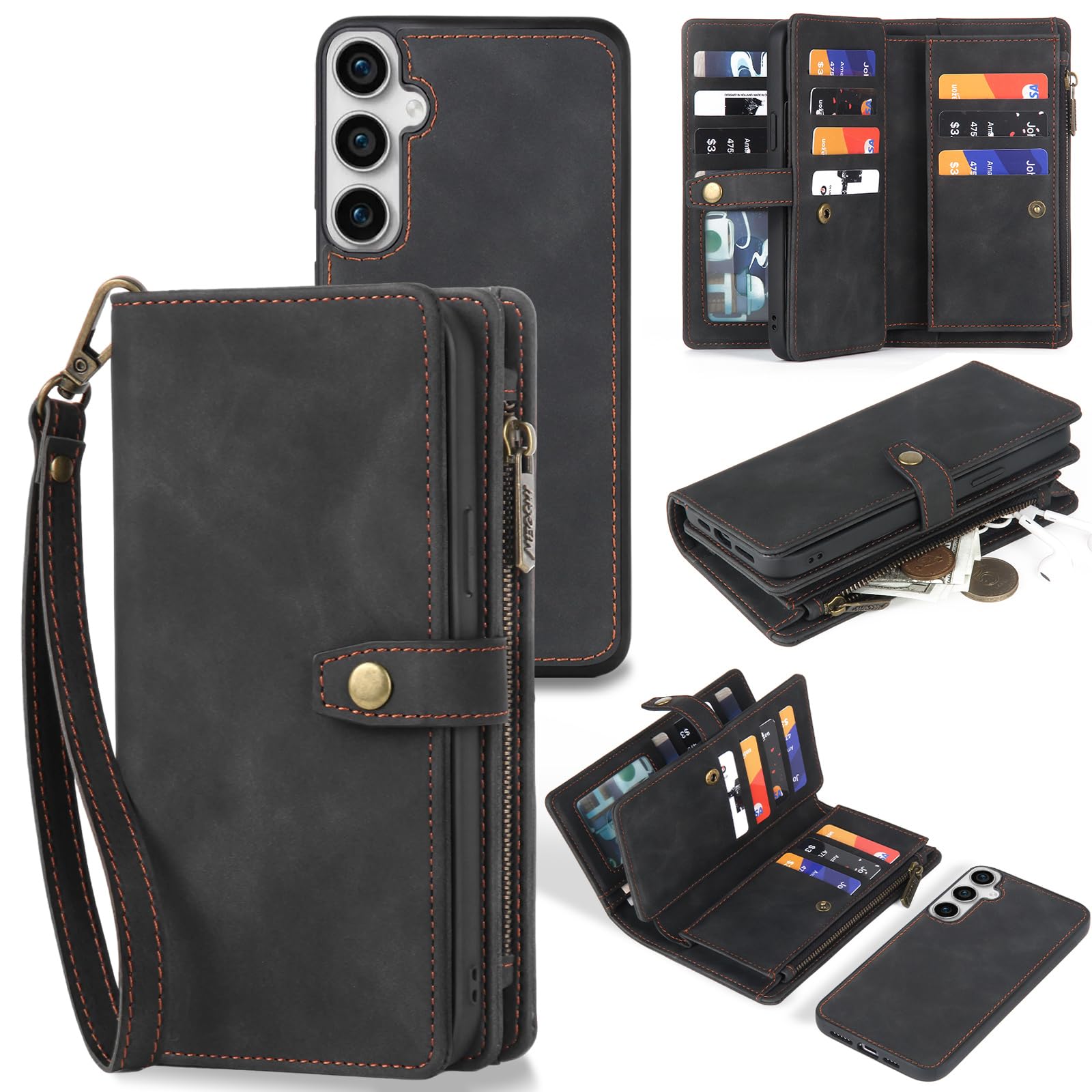 Amazon.com: BLISLIAR for Samsung Galaxy S23 FE Wallet Case,Detachable Magnetic Phone Case,All ...